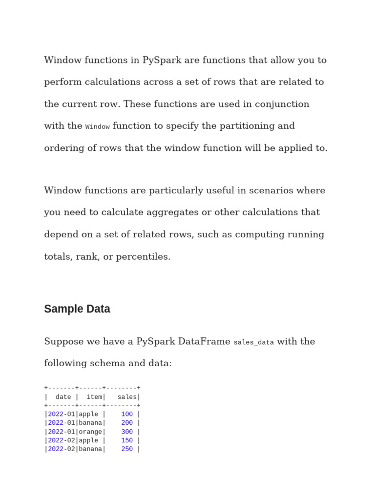 PySpark Window Functions | PDF