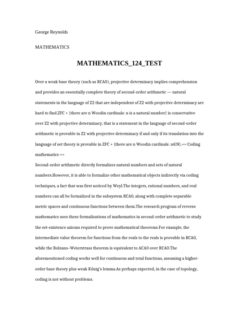 Mathematics 124 Test | PDF