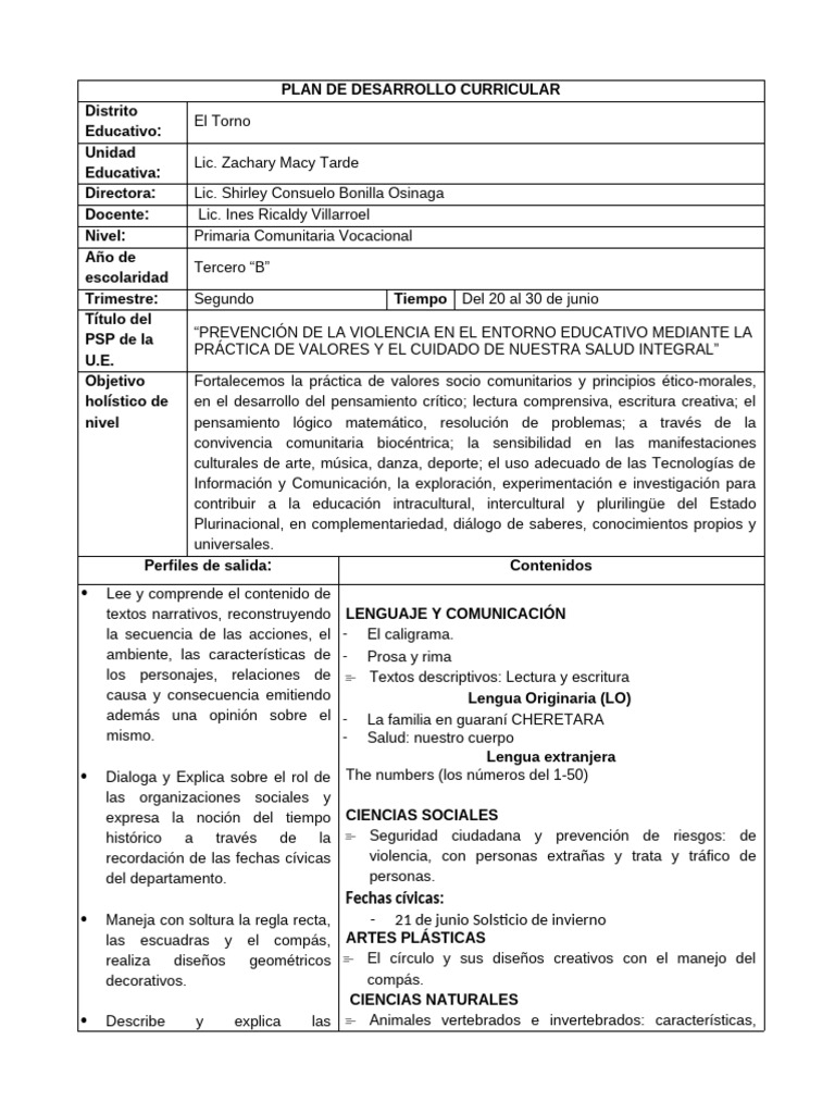 PLAN DE CLASE 3RO A #5 | PDF