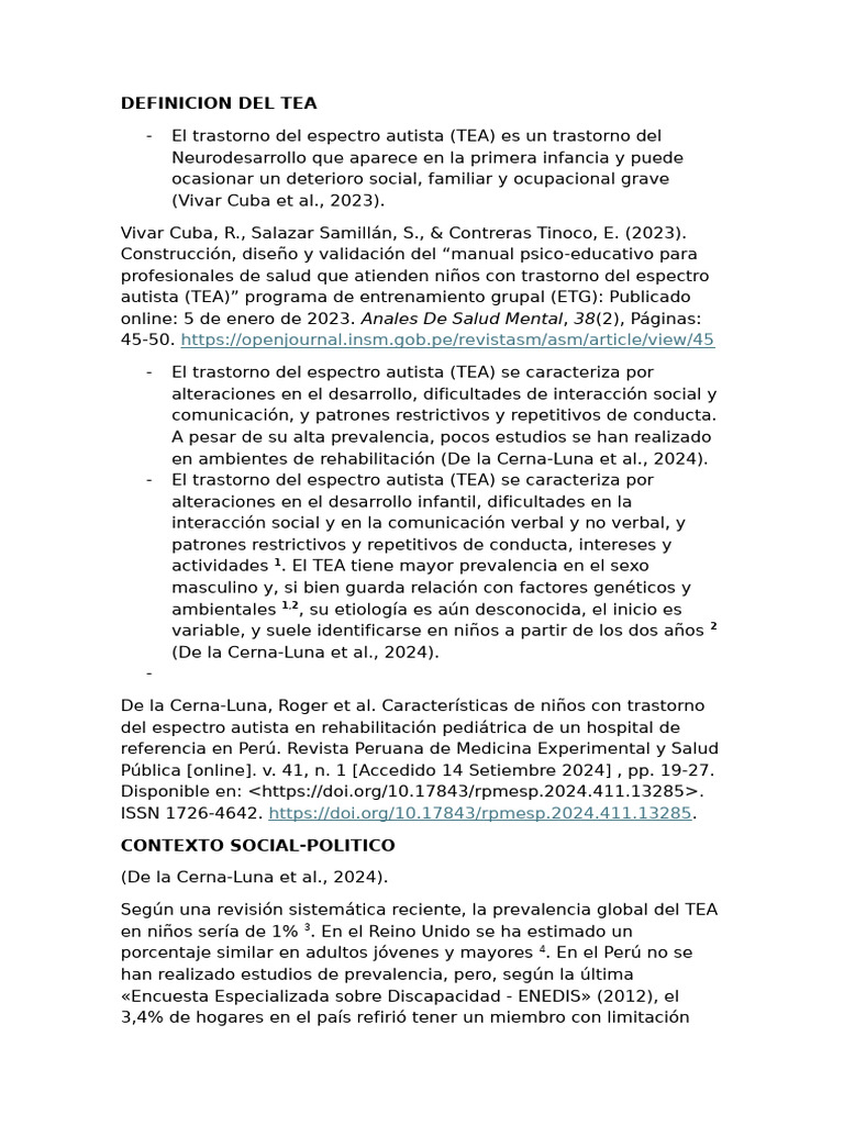 DEFINICION DEL TEA - Referencias | PDF