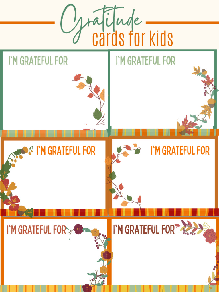Free Gratitude Cards For Kids | PDF