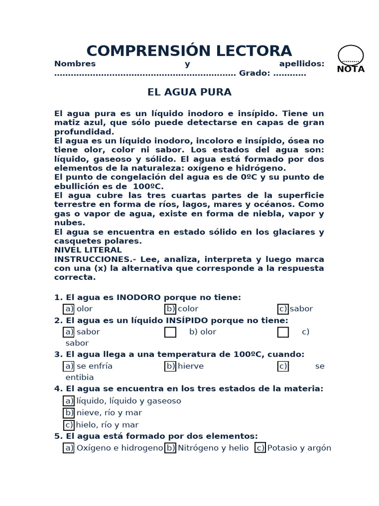 Práctica de Comprensión Lectora Ii | PDF