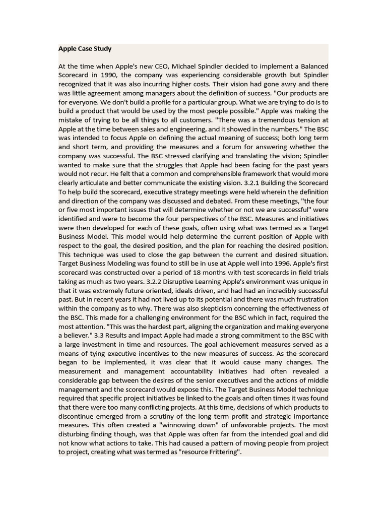 Apple Inc. Balanced Scorecard Overview | PDF | Apple Inc. | I Phone