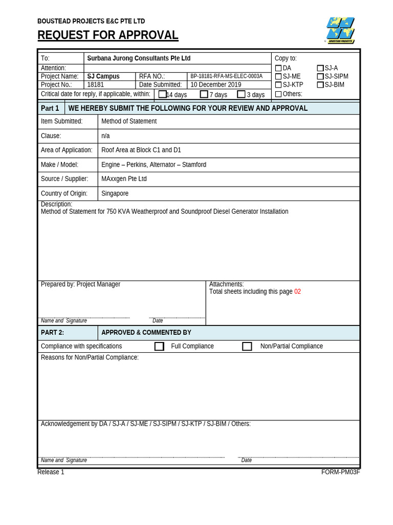 Form-Pm03f Request For Approval Form - Rfa-Ms-Elec-0003a | PDF