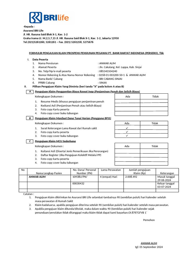 Formulir pengajuan | PDF