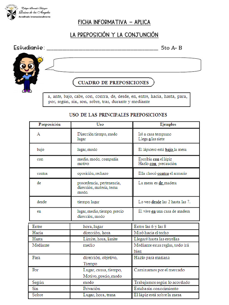 Las-Preposiciones-y-Conjunciones práctica | PDF