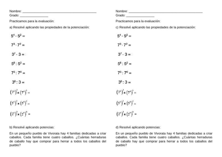Practica de Potencias | PDF