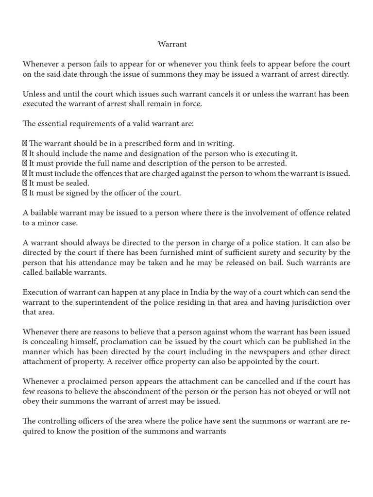 Section 421 CrPC Warrant Guidelines | PDF
