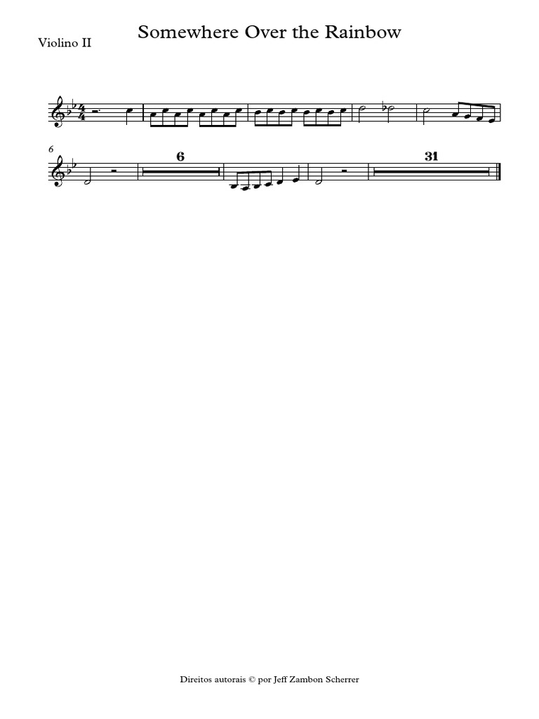 Somewhere Over The Rainbow - Violino II | PDF