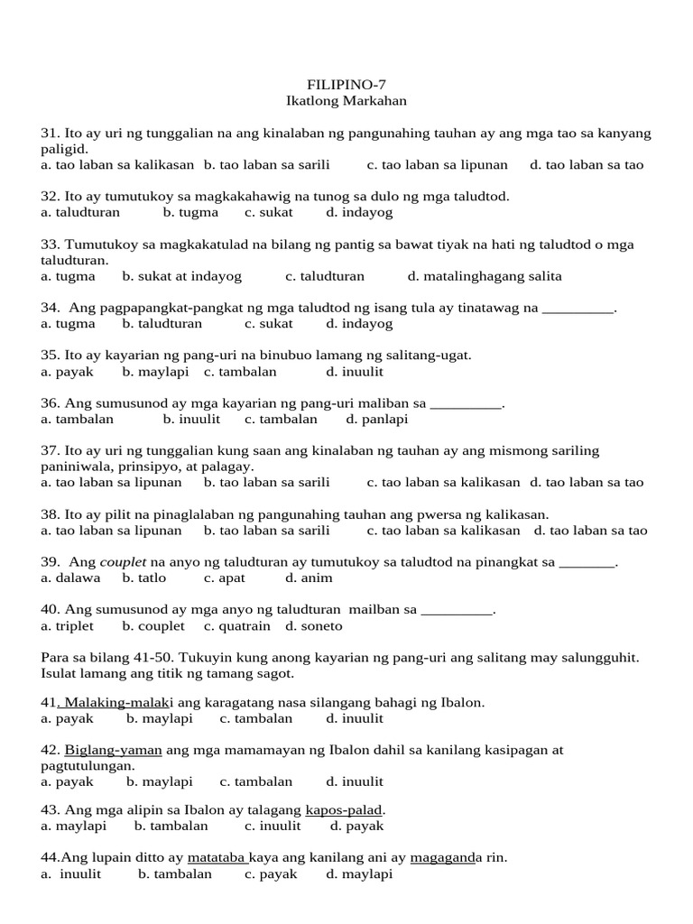 FIL 7 (3rd Quarter) | PDF