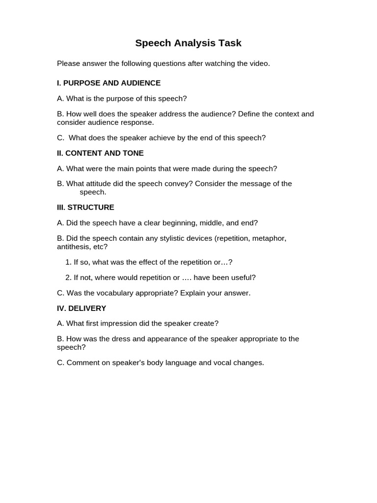 Speech Analysis Task Pdf
