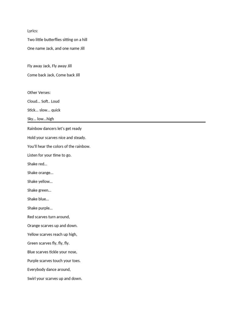 Chants Songs Finger Play | PDF