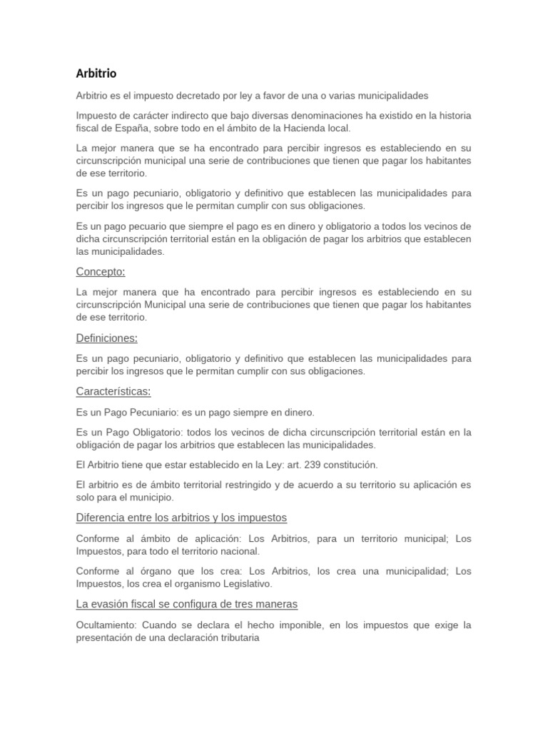Arbitrios, Contribuciones Especiales y Por Mejora | PDF | Impuestos | Economias