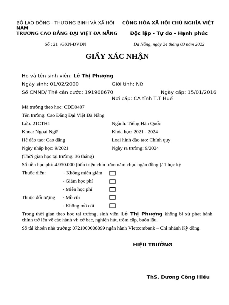 BM17 - Giay Xac Nhan Vay Von | PDF