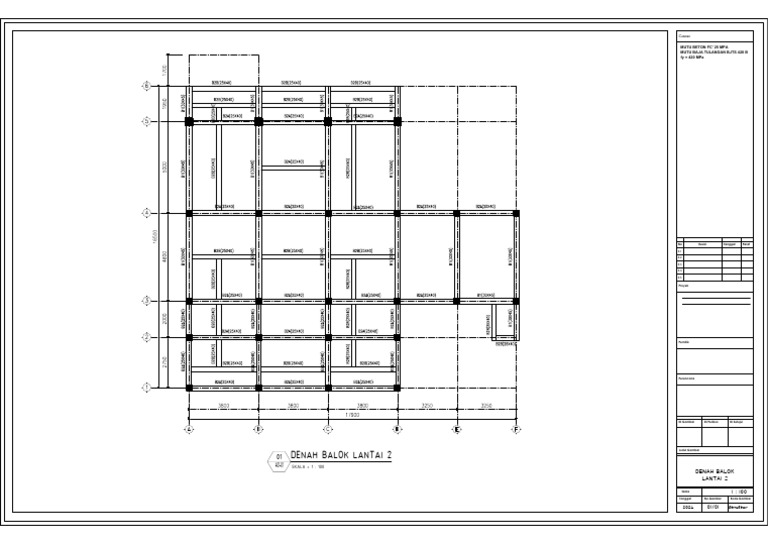 Denah Balok Lantai 2: Mutu Beton FC' 25 Mpa Mutu Baja Tulangan Bjts 420 ...