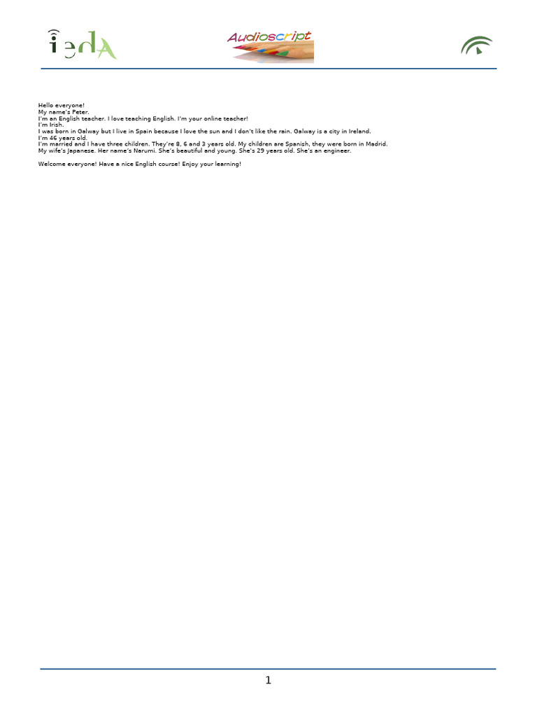 Peters Introduction Transcript U1 T1 | PDF