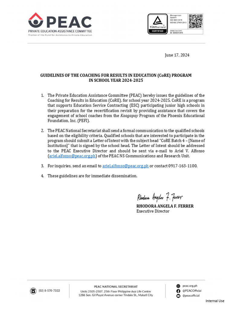 CoRE-Guidelines-2024-2025 | PDF