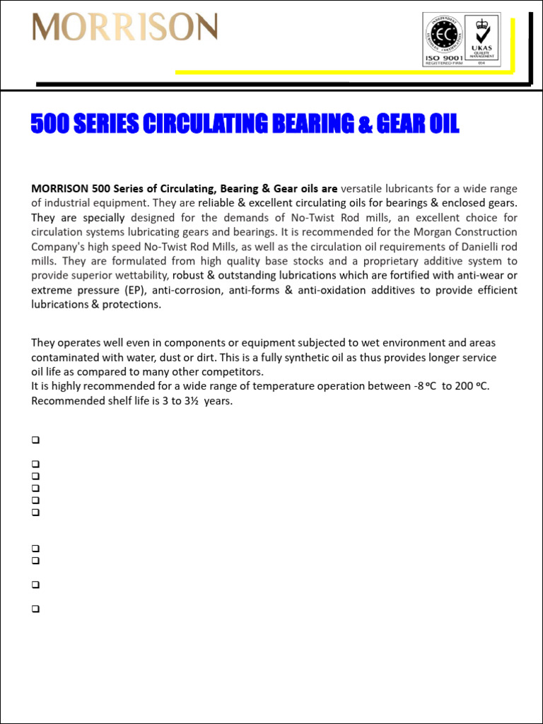 Morrison Circulating - Bearing & Gear Oil | PDF