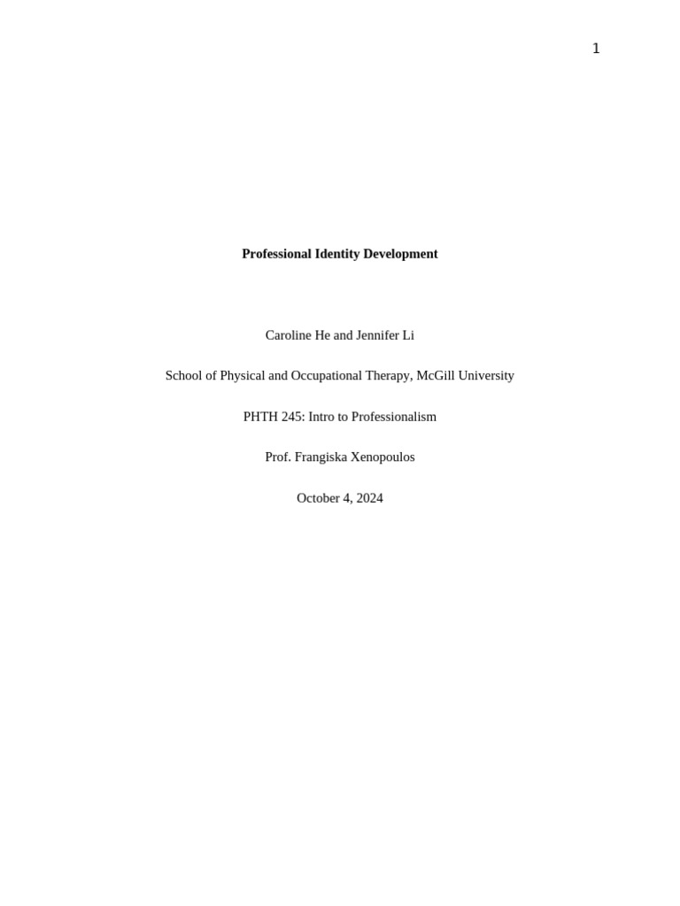 PHTH 245 Assignment 1 Mcgill | PDF