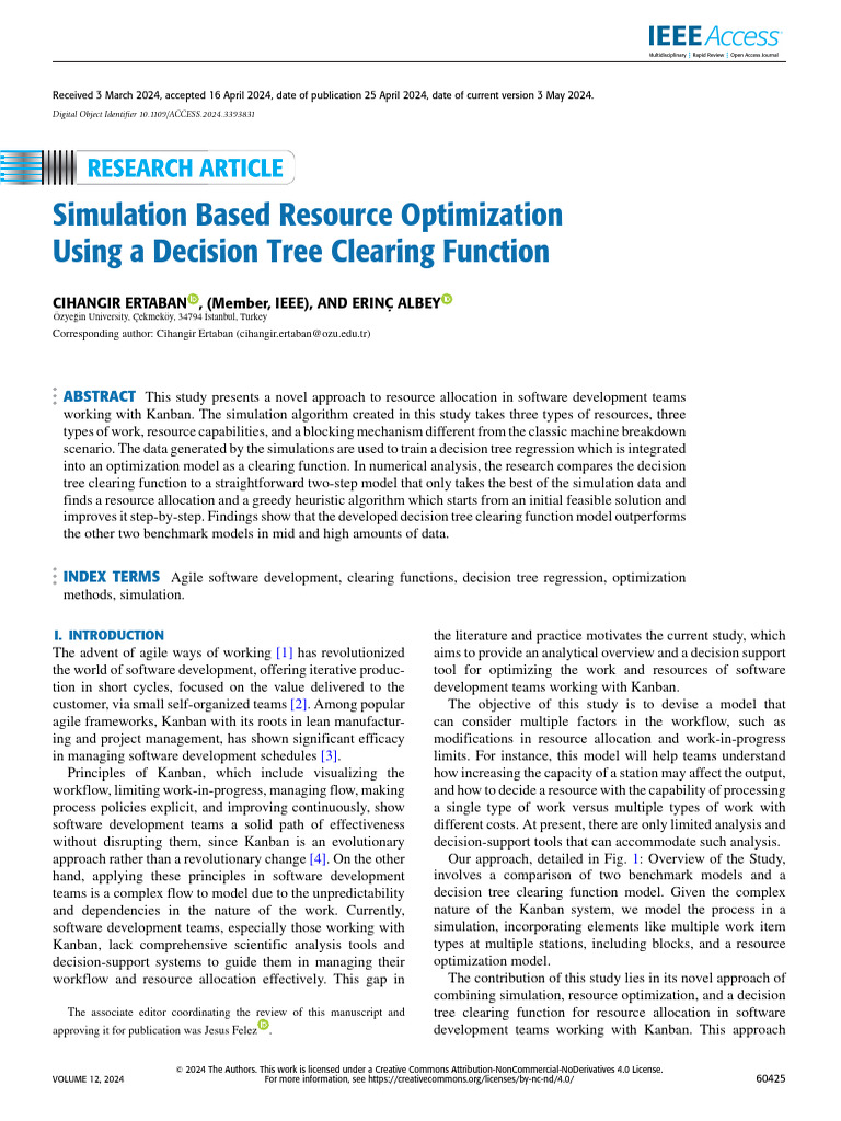 Simulation Based Resource Optimization Using A Decision Tree Clearing ...