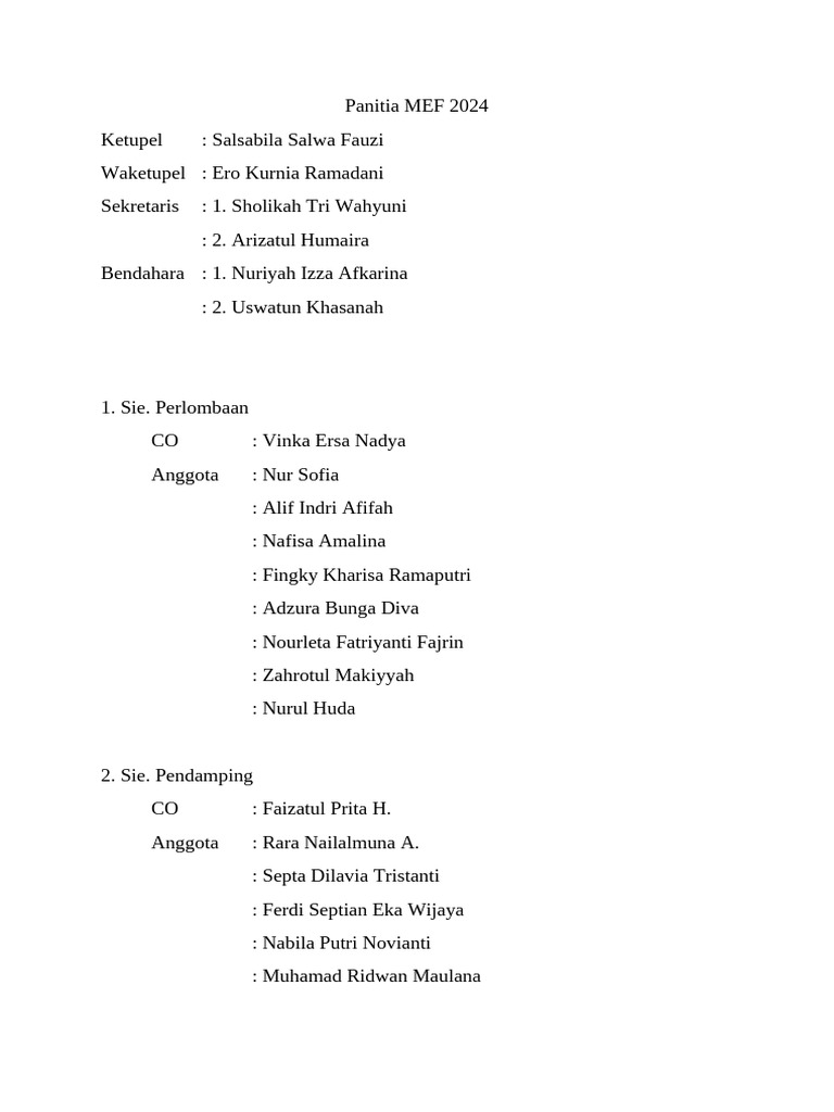Panitia MEF 2024-1 | PDF