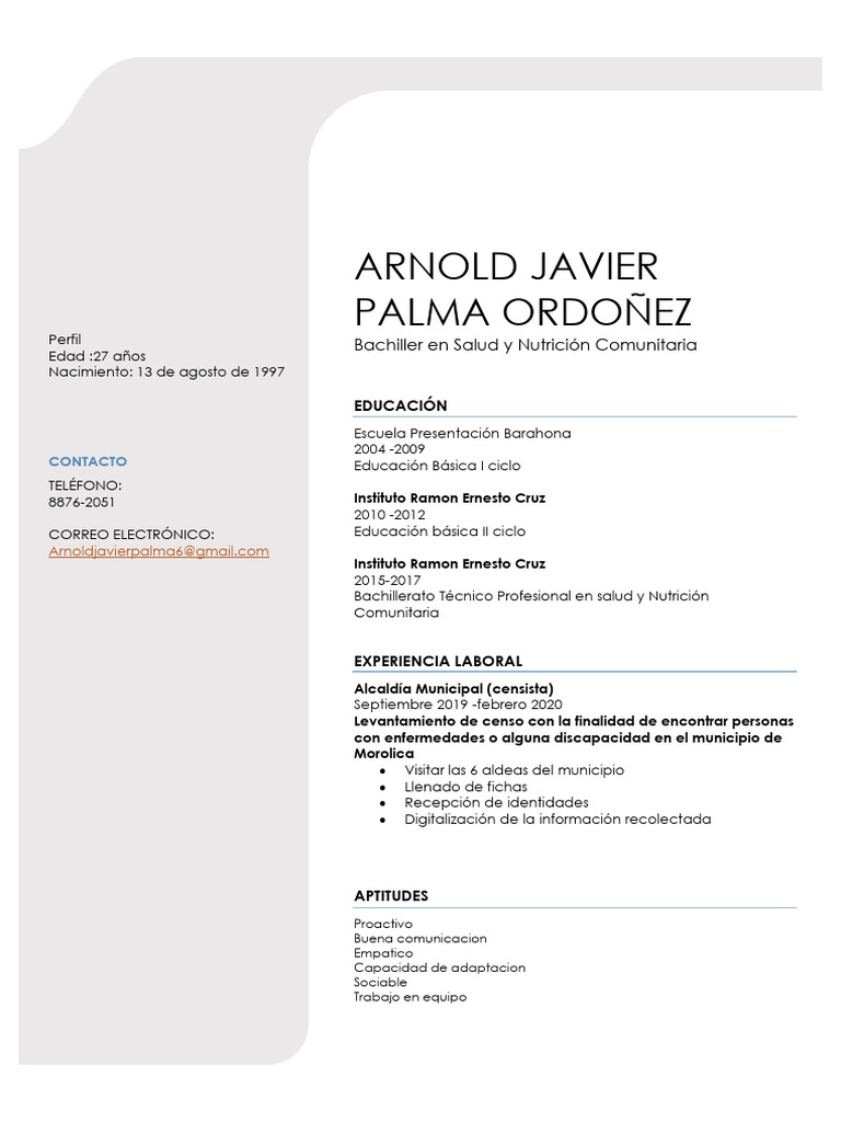 CV Arnold Javier Palma Ordoñez | PDF