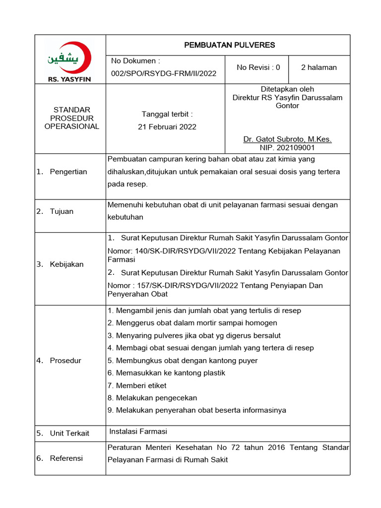 02 Spo Pembuatan Pulveres | PDF