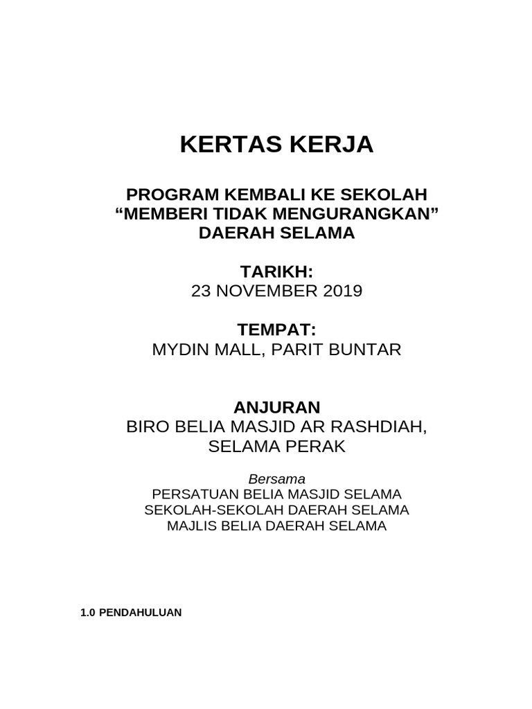 KK - Program Kembali Ke Sekolah Bagi Sesi 2019 | PDF