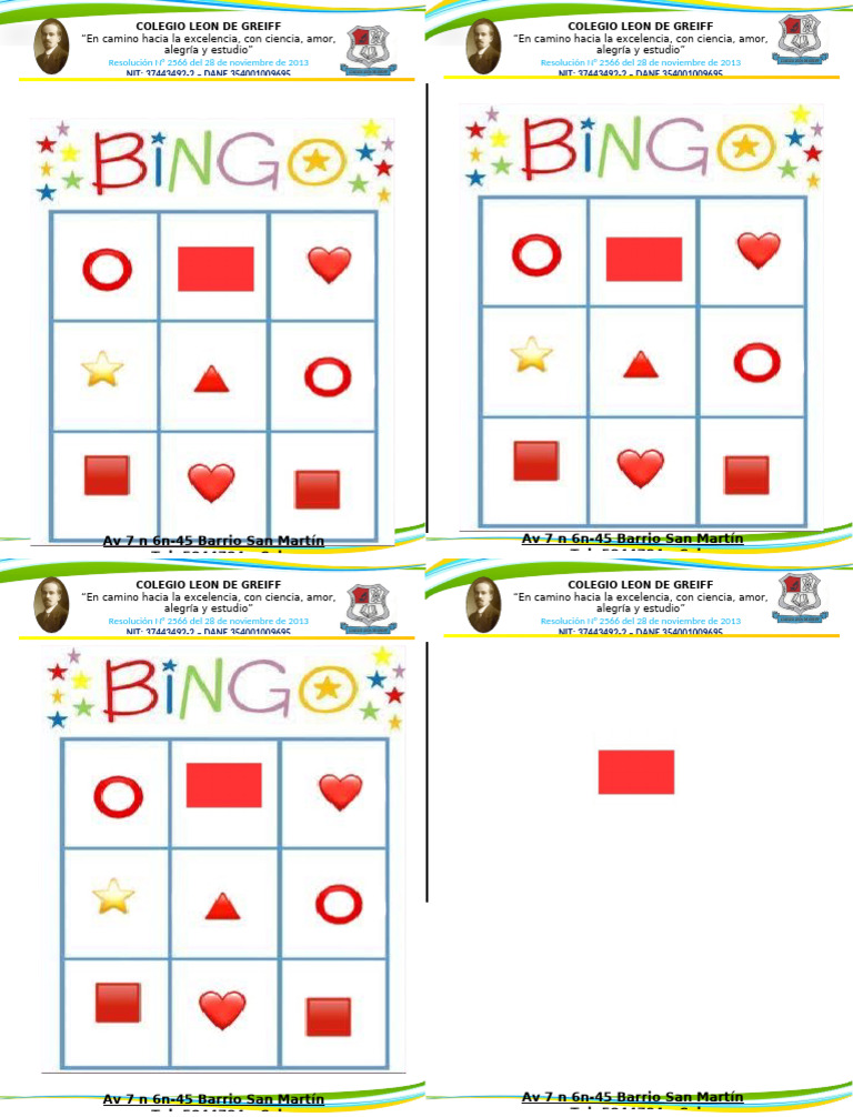 Bingo Figuras Geometricas Ficha | PDF