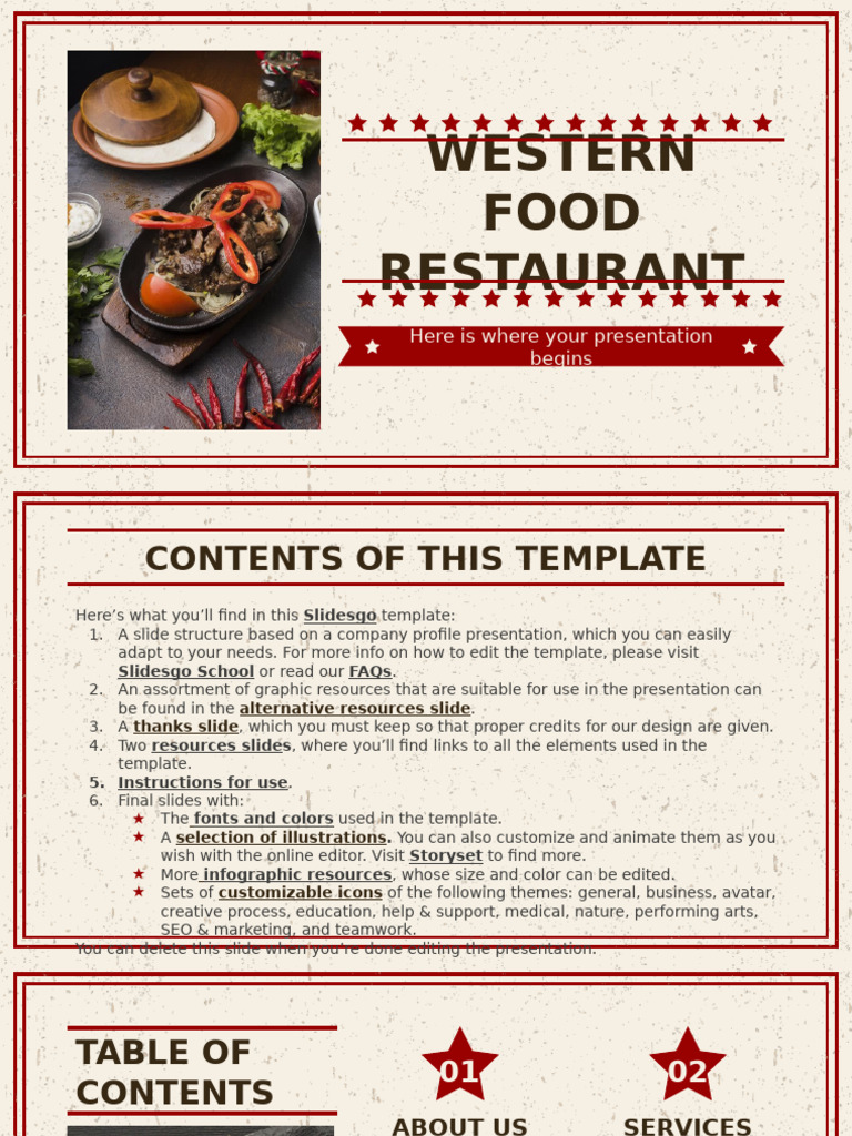 Western Food Restaurant by Slidesgo | PDF
