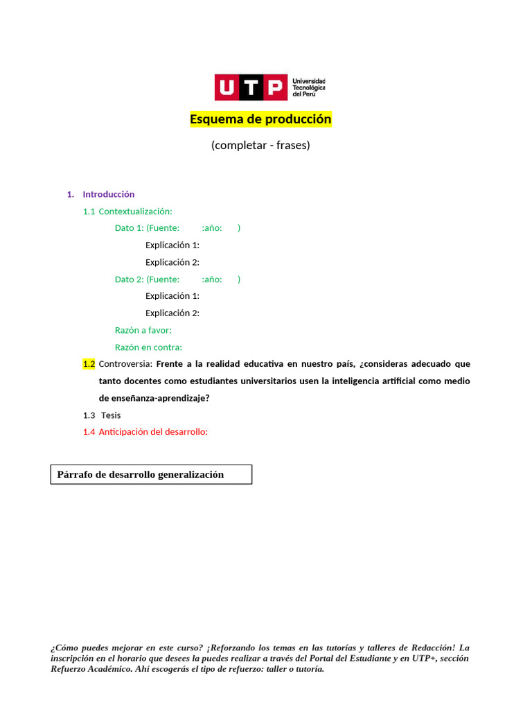 Formato de Esquema Pc2-2024 - Xfkena | PDF