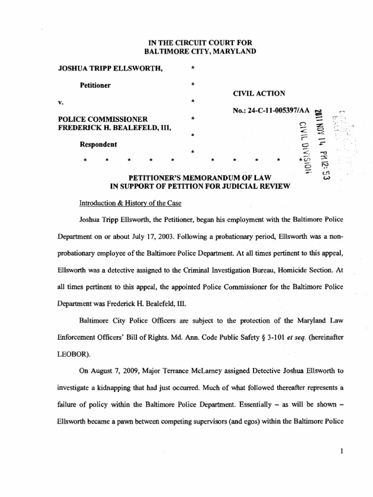 Ellsworth Petition | PDF | Detective | Witness