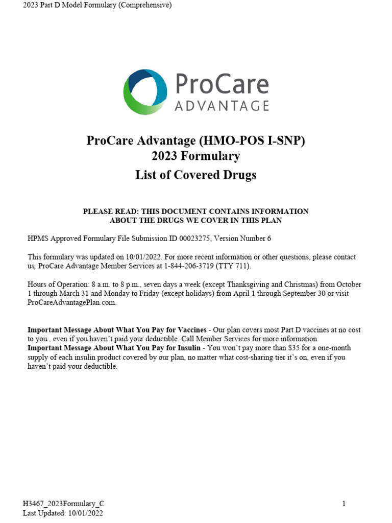 2023 PCA ISNP Formulary | PDF