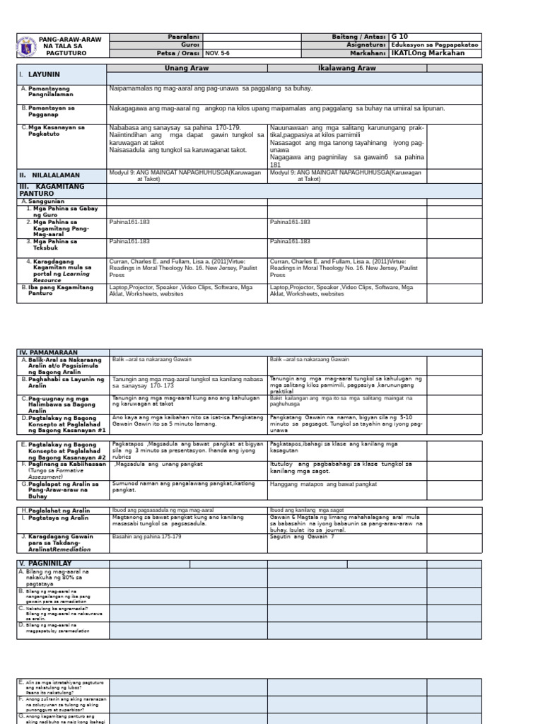DLL Esp10 3rd Grading Week 2 | PDF