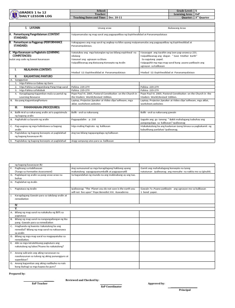DLL Esp 10 3rd Grading Modyul 12 Week 6 | PDF | Career & Growth | Science & Mathematics