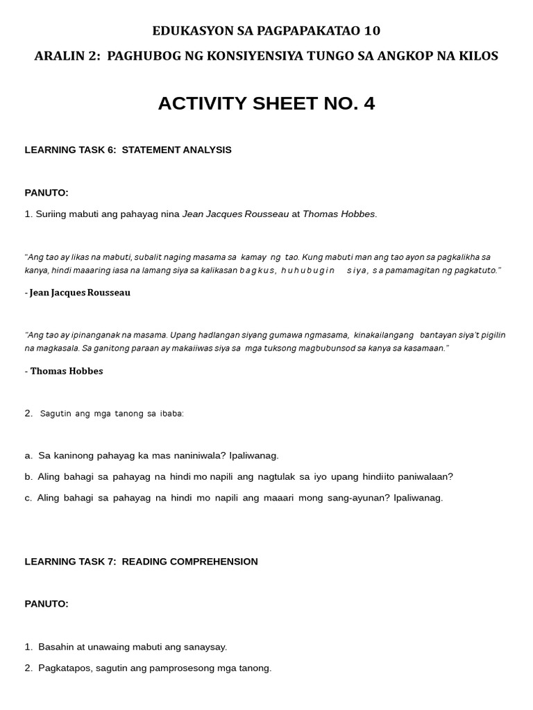 1st Quarter ESP 10 ARALIN 2 ACTIVITY SHEET SY 2c024 2025.docx - 20240811 - 195848 - 0000 | PDF ...