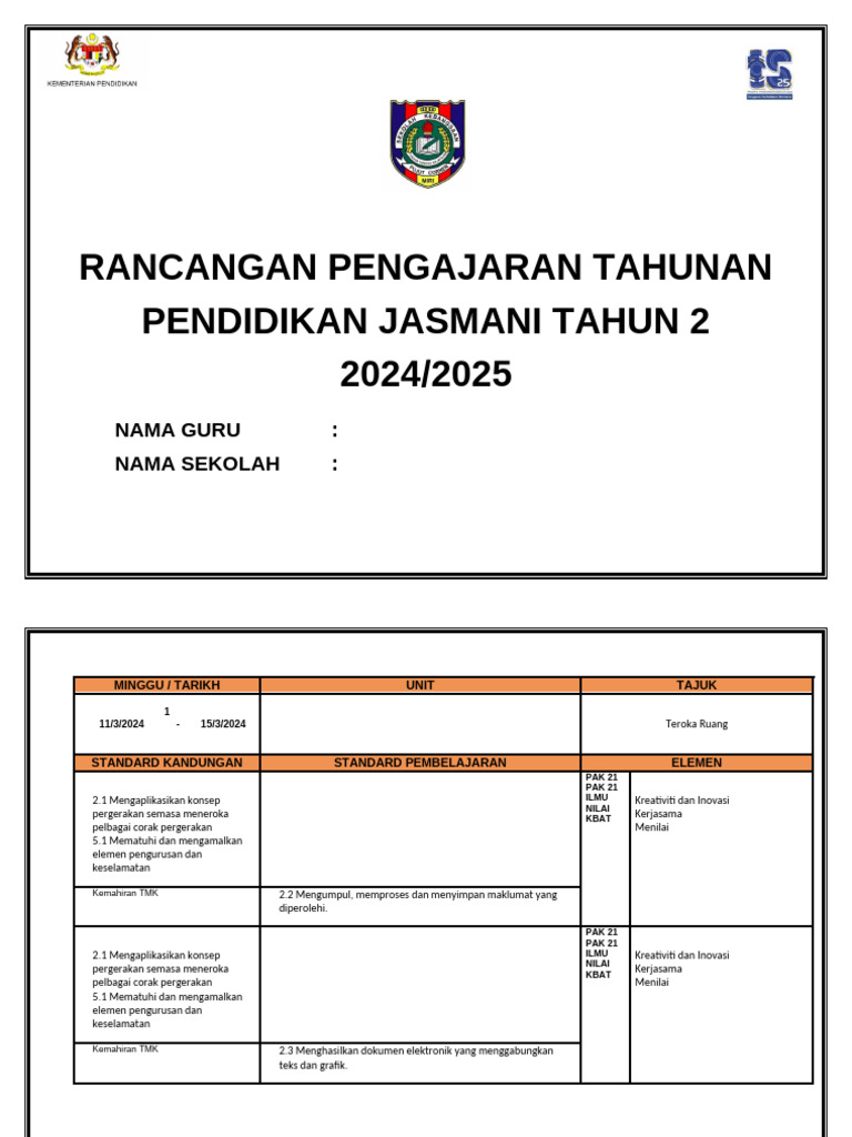 RPT PJ THN 2 | PDF
