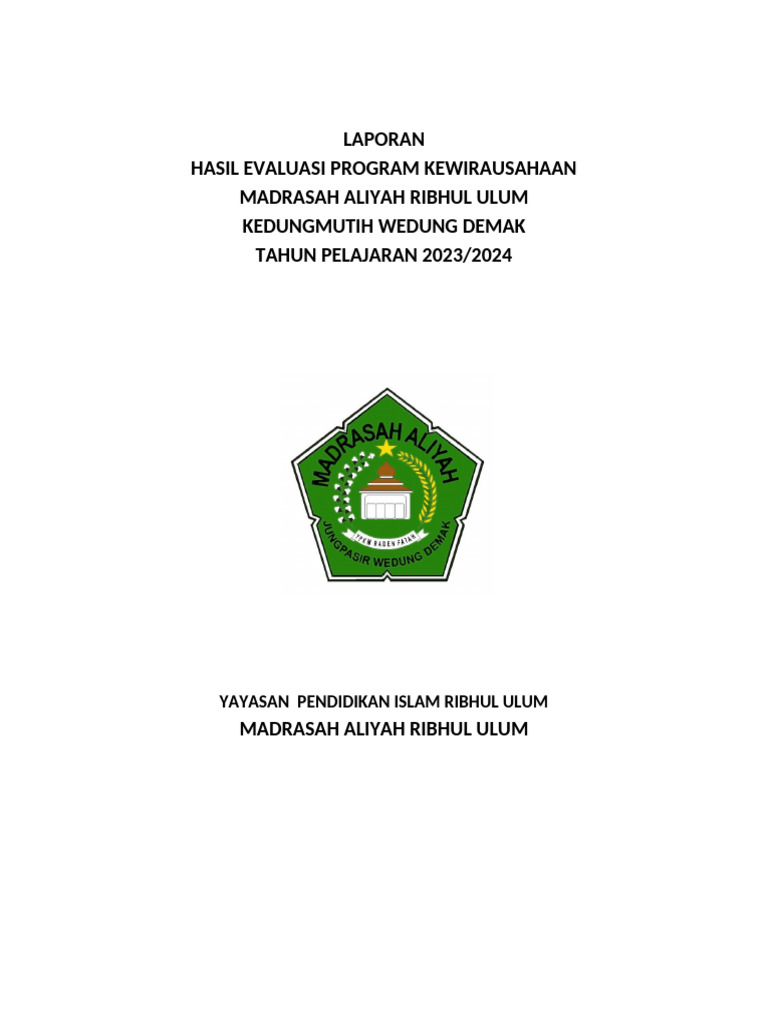 Lap Hasil Evaluasi Program Kewirausahaan Madrasah | PDF