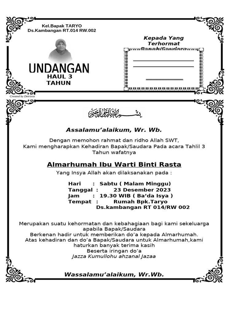 Undangan Haul | PDF
