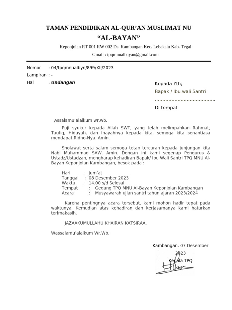 Undangan Wisuda TPQ | PDF