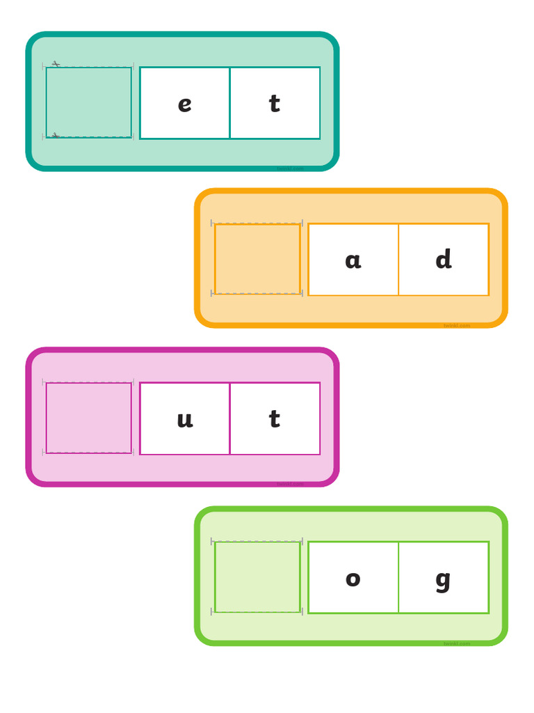 Phonics Rulers (-Et, - Ad, - Ut, - Og Sounds) | PDF