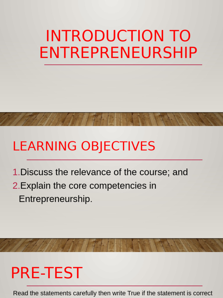 Introduction To Entrepreneurship | PDF