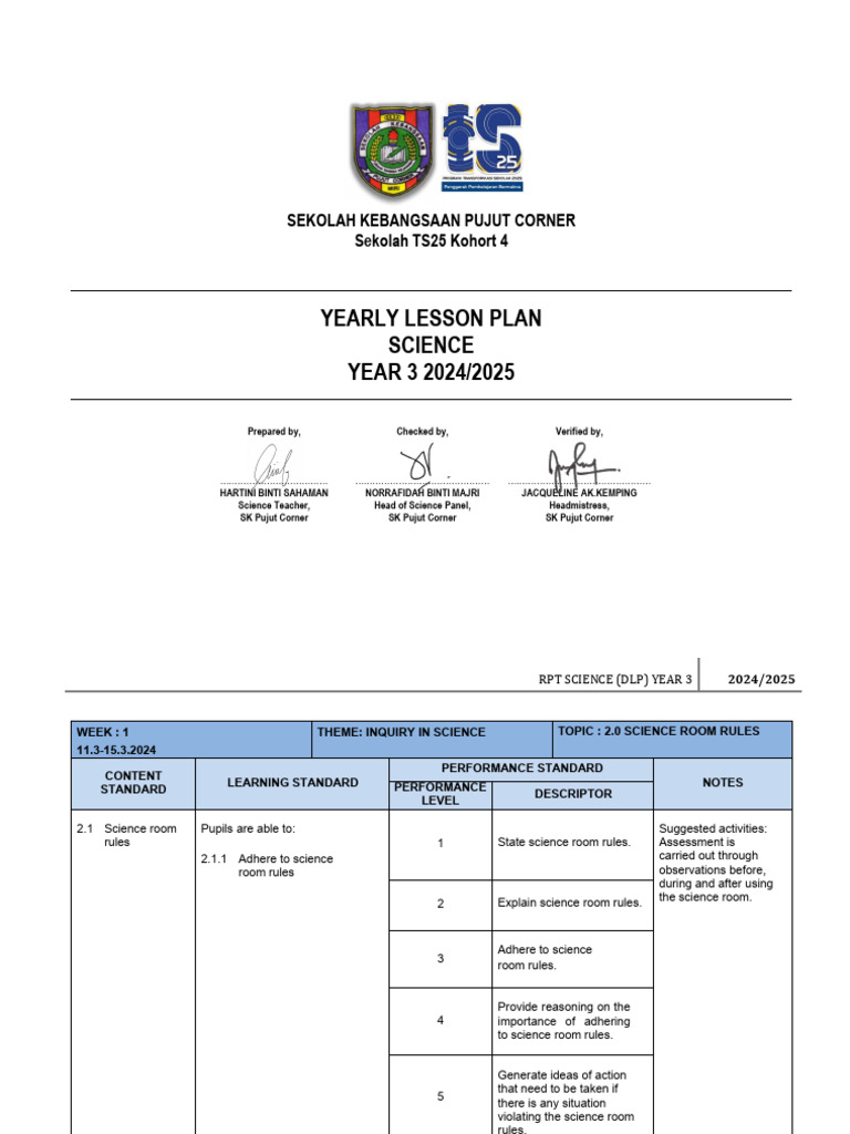 RPT SC Year 3 (DLP) 2024 | PDF
