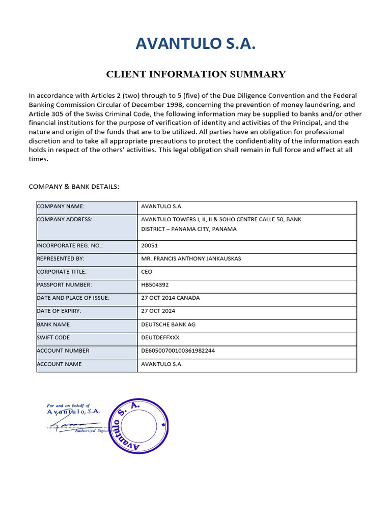 Cis Sender Avantulo S.a.000 | PDF