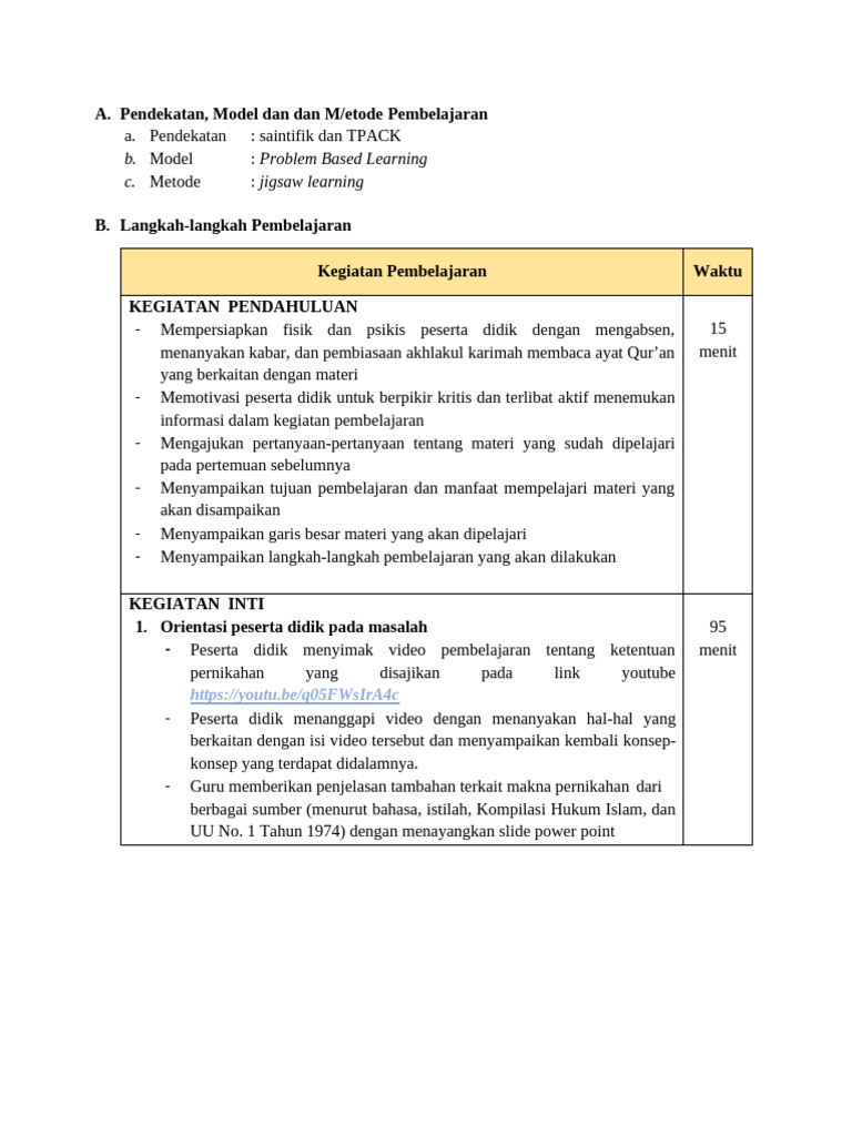RPP Sintaks Problem Based Learning | PDF