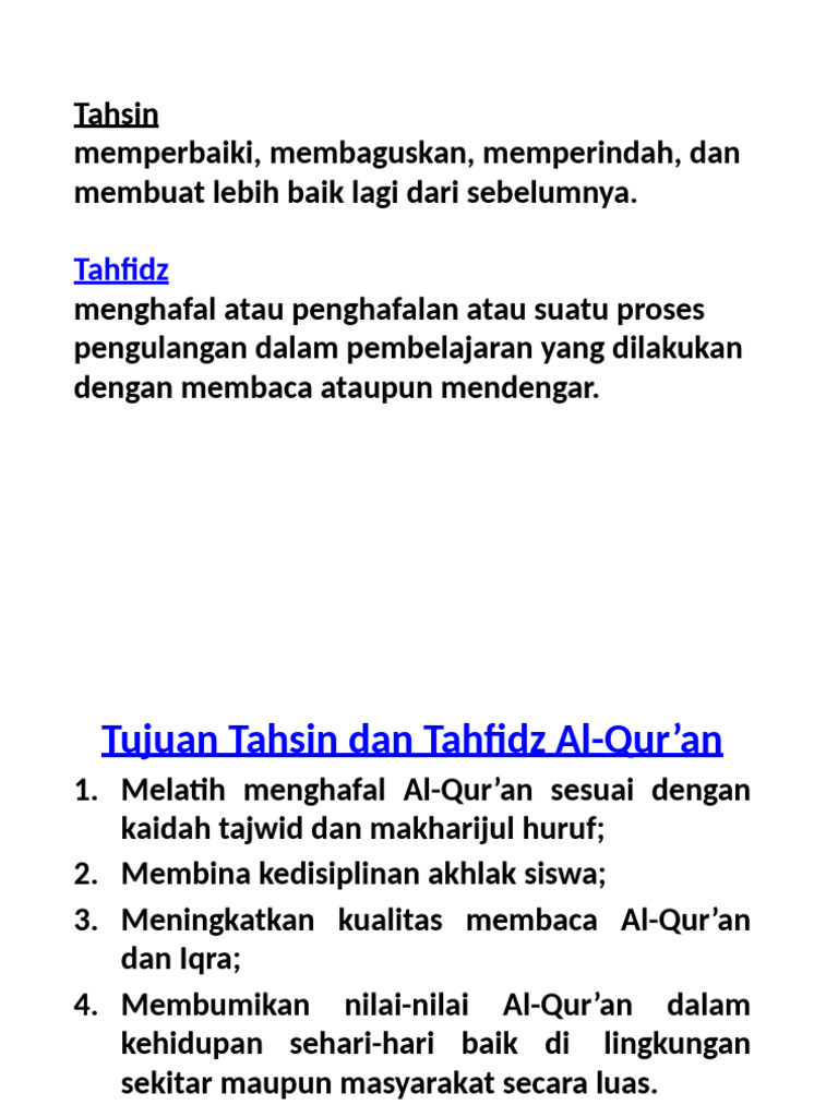 Program Tahfidz | PDF