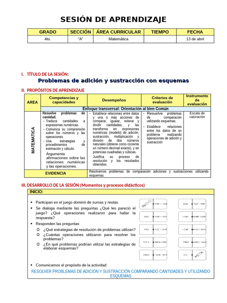 13-04 Matemática Problemas de adición y sustracción con esquemas gráficos (cambio 1 y 2) | PDF