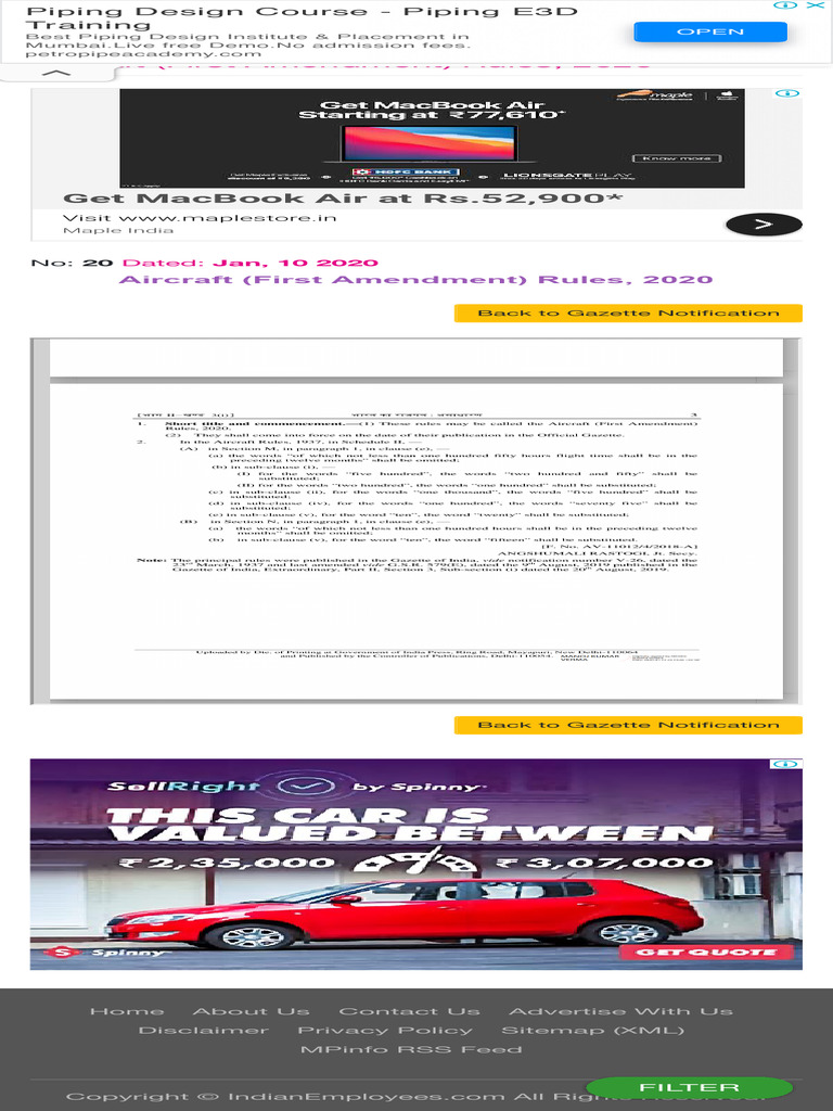 Aircraft (First Amendment) Rules, 2020 | PDF | Monopoly (Economics ...