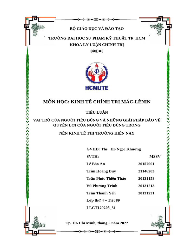 TIỂU LUẬN CUỐI KÌ KTCT nhóm 3 | PDF