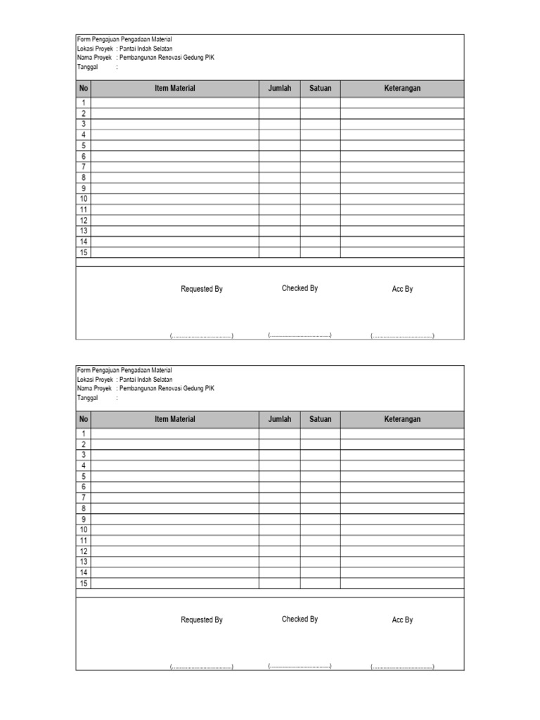 FORM PENGAJUAN MATERIAL MEP - Copy | PDF